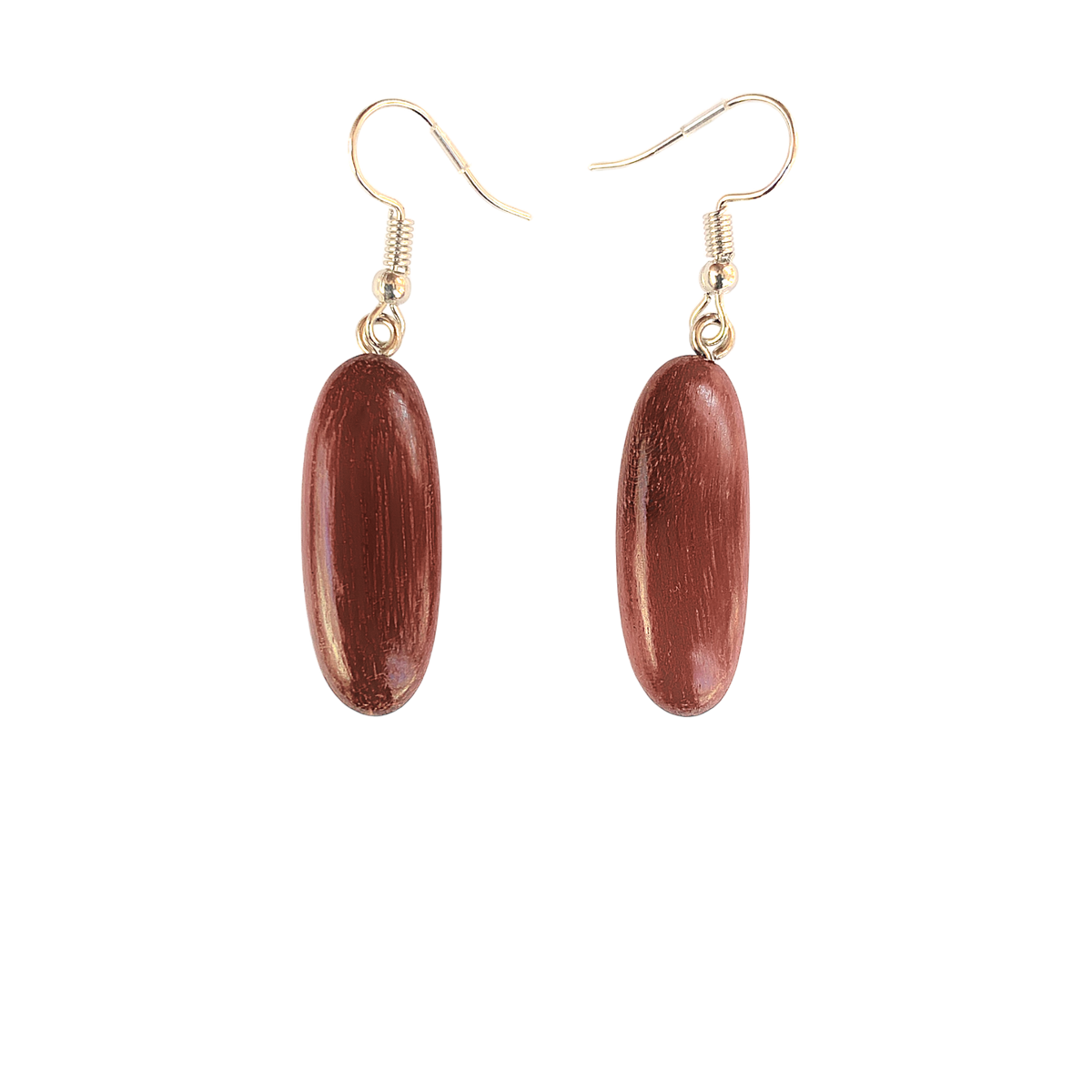 2-Inch Oval Wood Drop Earrings - Handmade Elegance