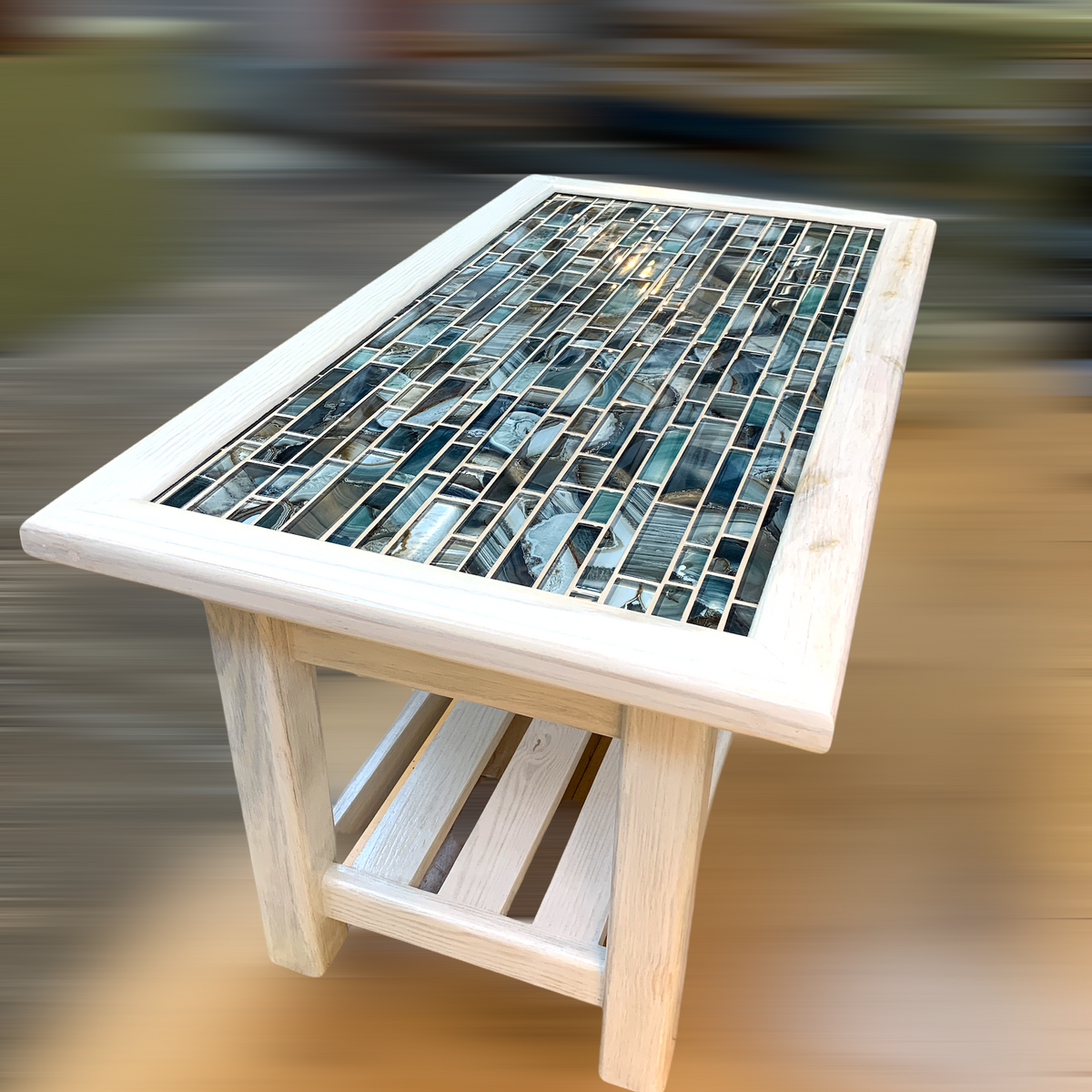 Tile-Top Coffee Table - Glass Tile (blue)