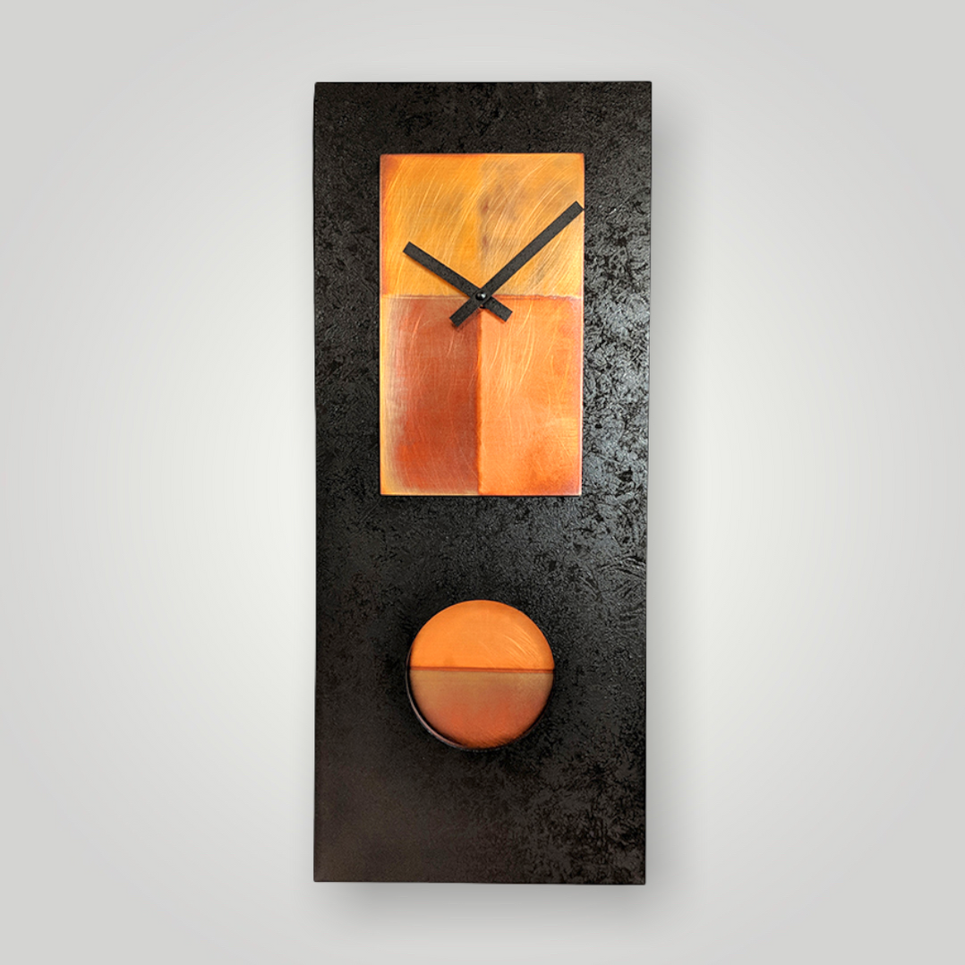 Black Wood and Copper Wall Pendulum Clock - Medium