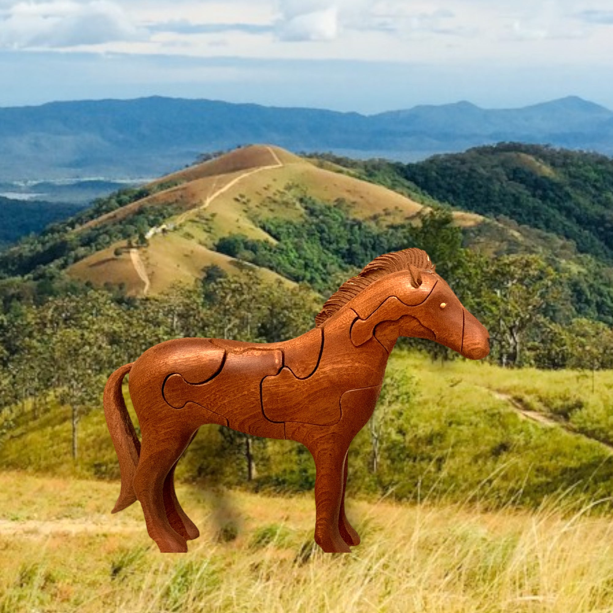 Wood Horse Puzzle with Foal Inside