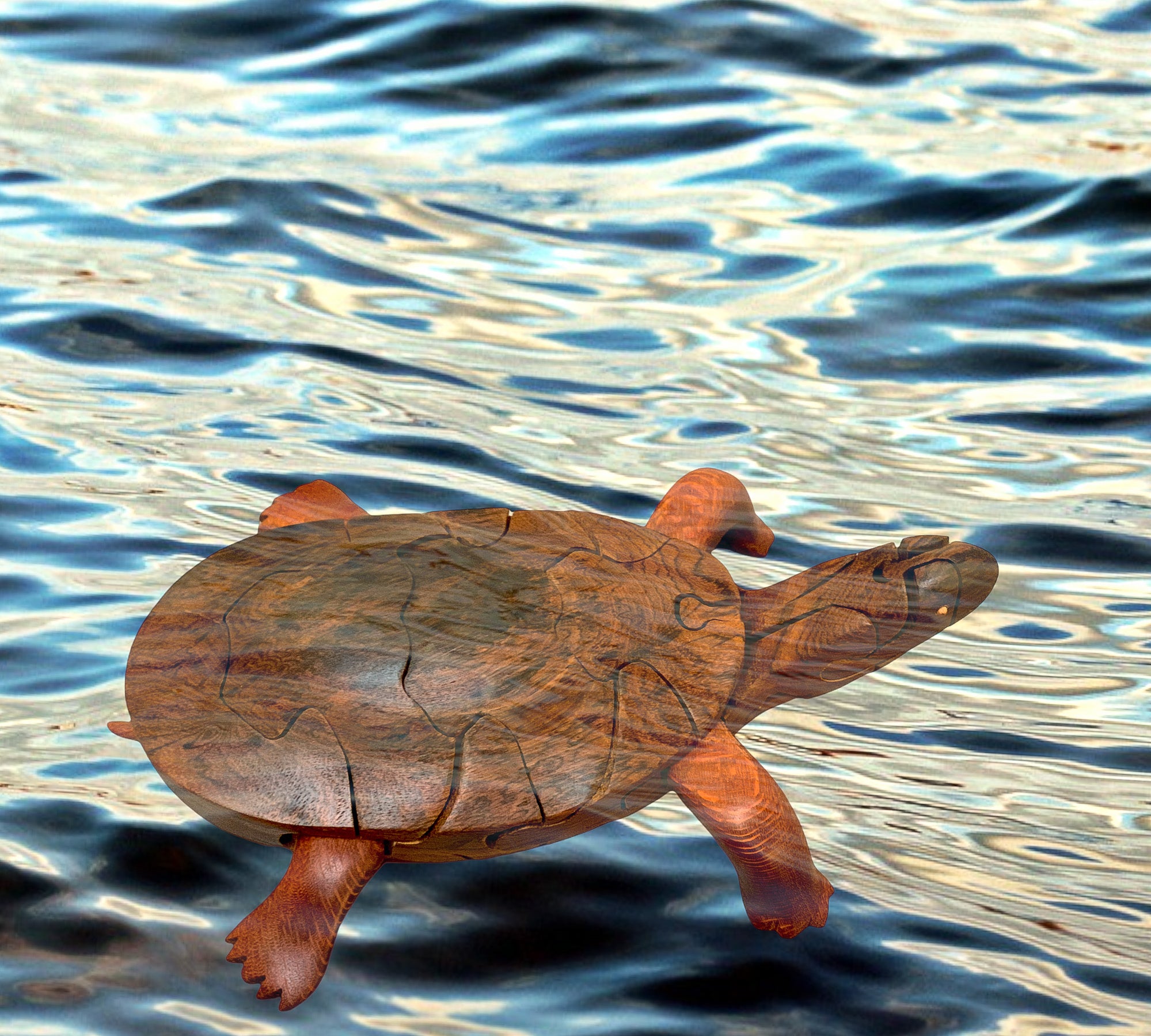 Wood Turtle Puzzle with Egg Inside